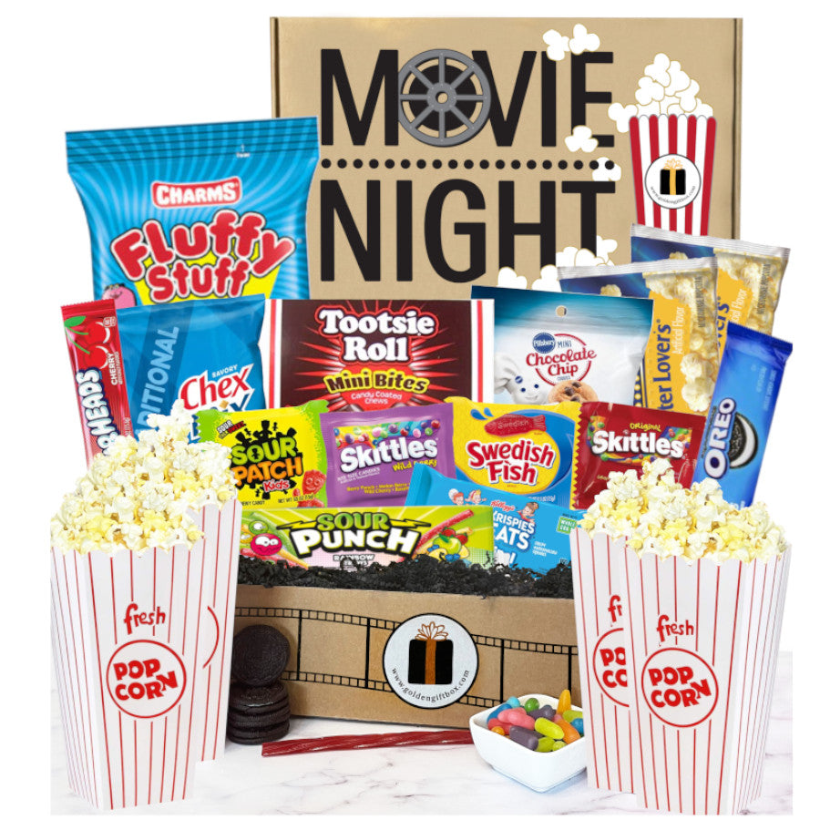 Ultimate Movie Night Gift Basket – Golden Gift Box