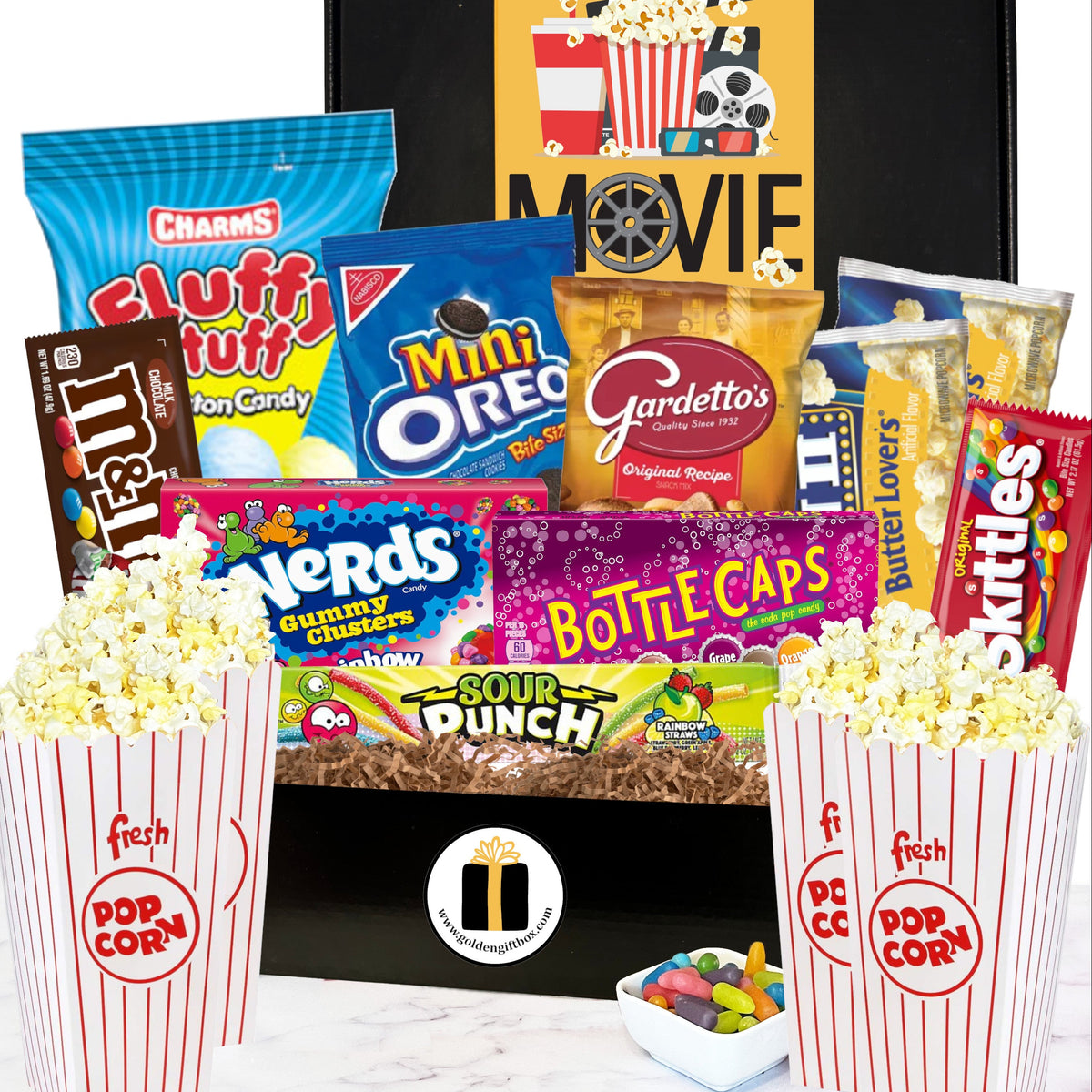 Ultimate Movie Night Gift Basket – Golden Gift Box