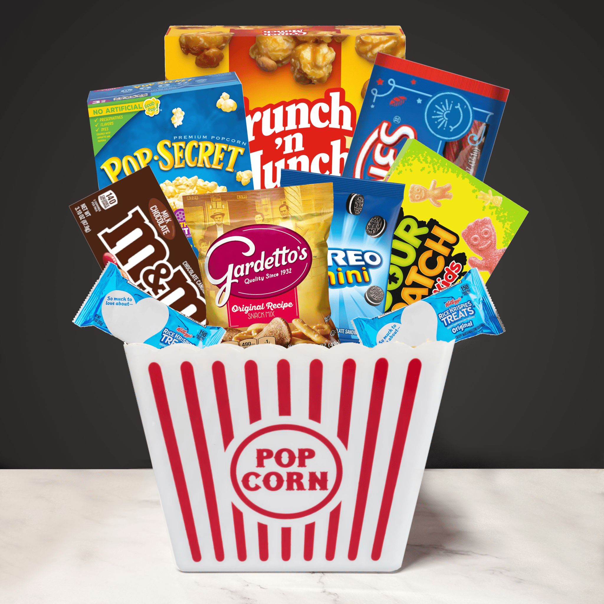 Filled Movie Night Popcorn Bucket – Popcorn, Candy & Snack Gift Set ...